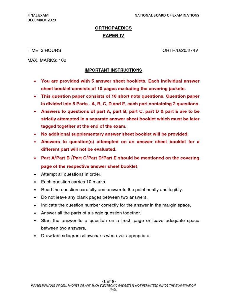 27 Ortho P4 | PDF | Test (Assessment) | Clinical Medicine