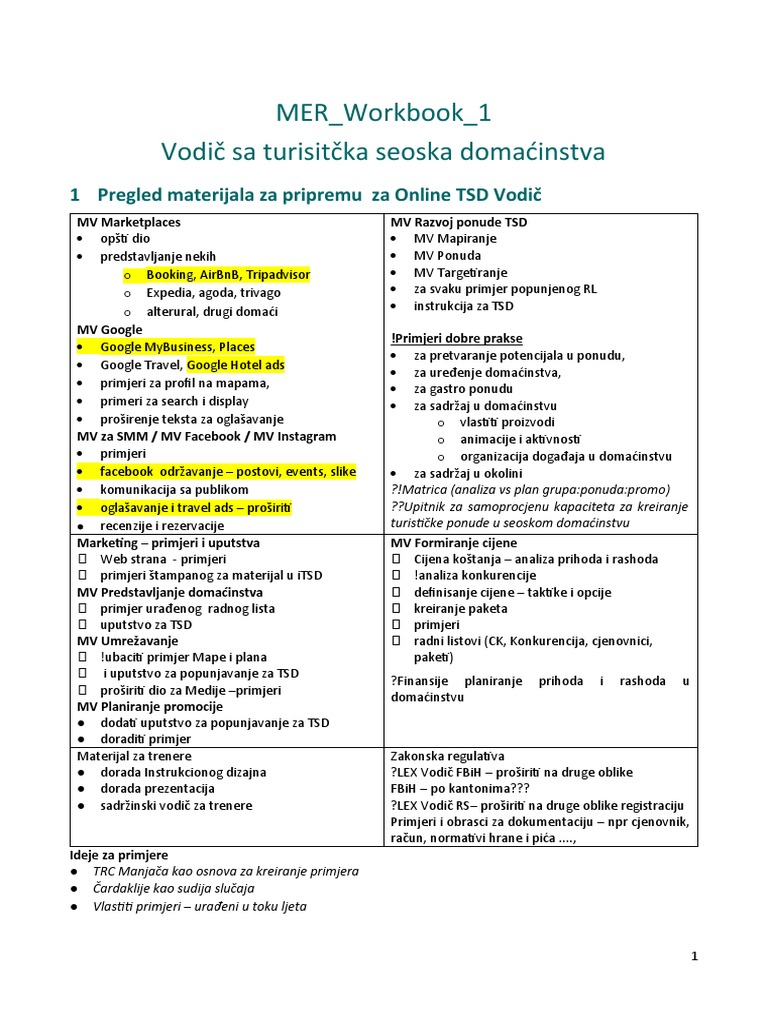 MER - TSD Workbook 1.0 | PDF