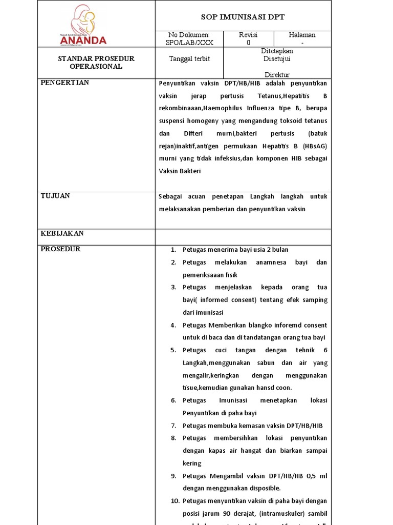 Sop Imunisasi DPT | PDF | Sains & Matematika