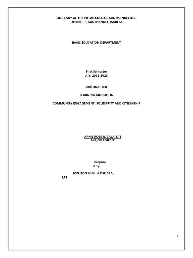 CESC 2nd Quarter Module | PDF | Social Equality | Empowerment