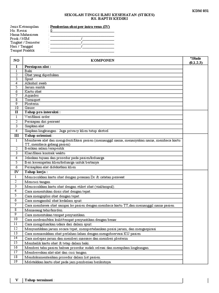KDM 031 Pemberian Obat-IV | PDF