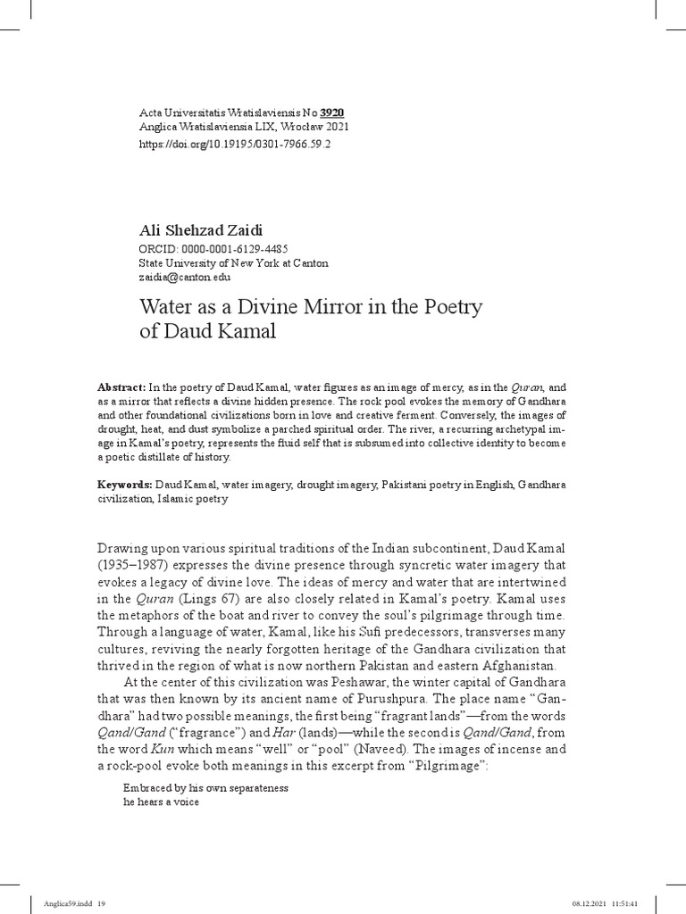Water As A Divine Mirror in The Poetry | PDF