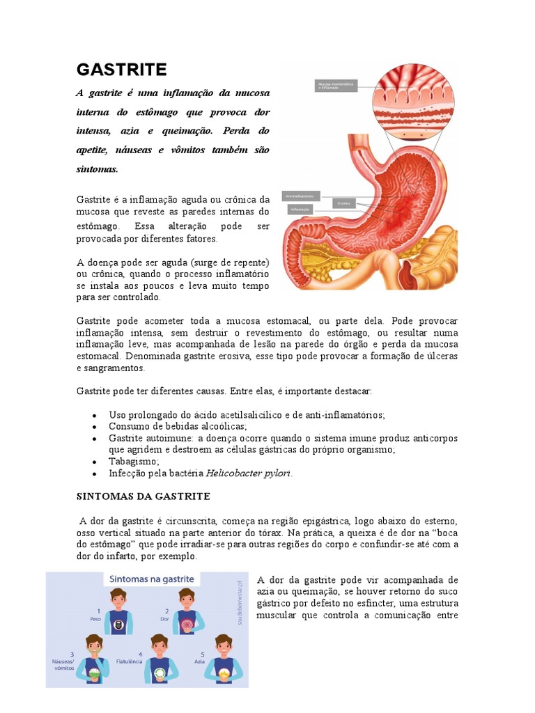 Causas e Sintomas da Gastrite | PDF | Estômago | Ciências da Saúde