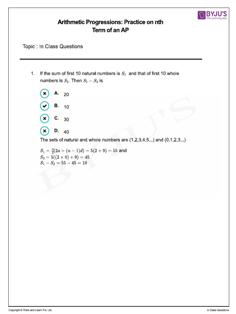 Arithmetic Progressions Practice 1 | PDF