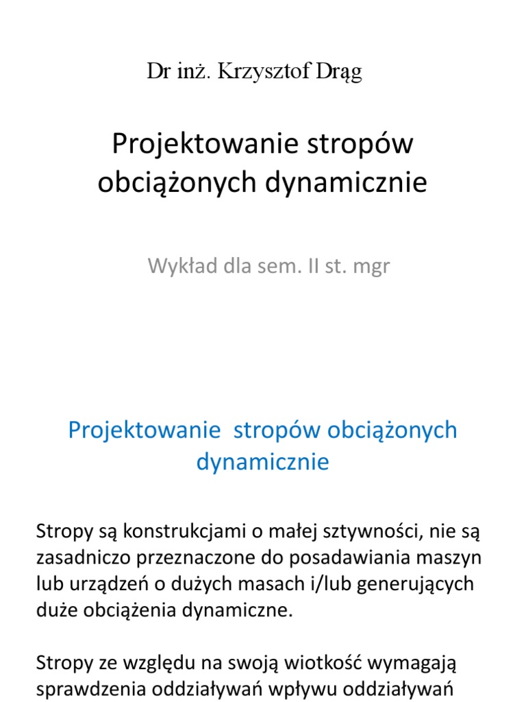 Wyklad 4 Projektowanie Stropow Obciazonych Dynamicznie | PDF