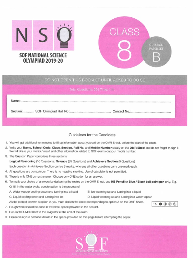 NSO - Class 8 - 2019-20 | PDF