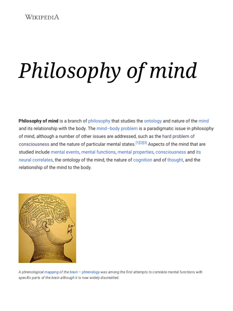 Philosophy of Mind - Wikipedia | PDF