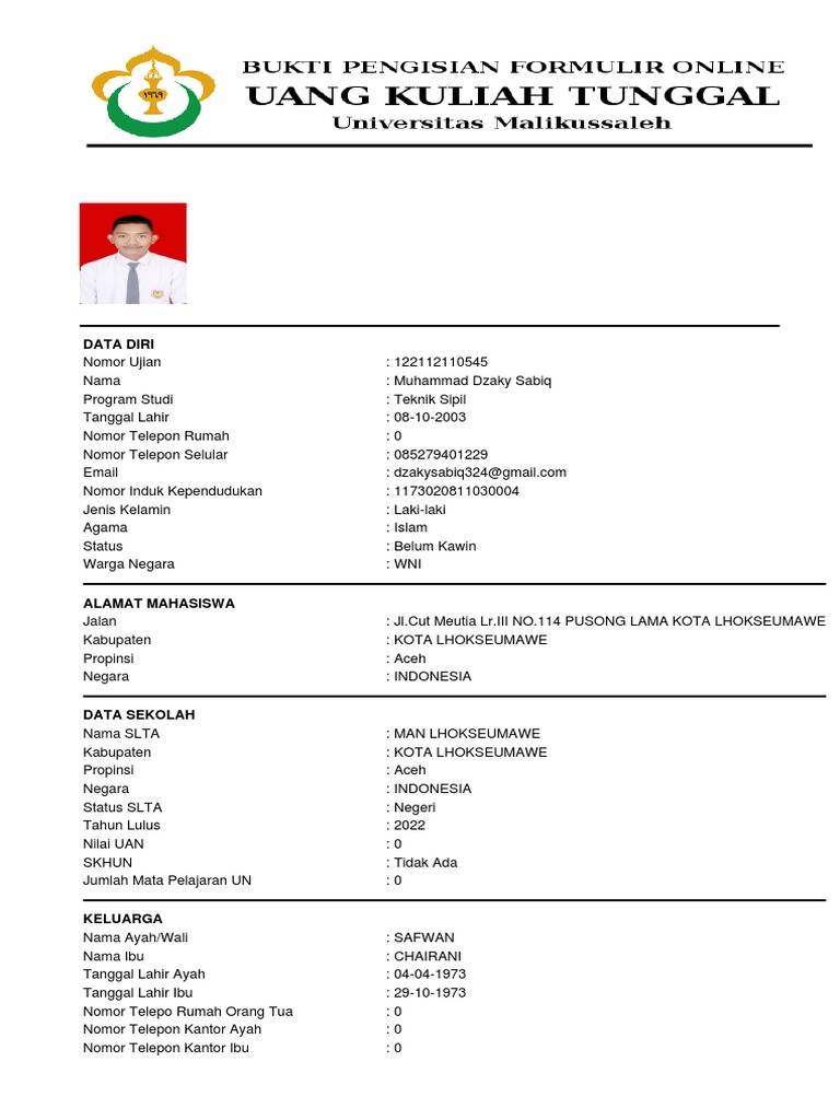 Formulirukt DZAKY | PDF