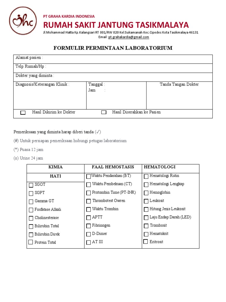 Formulir Permintaan Laboratorium | PDF