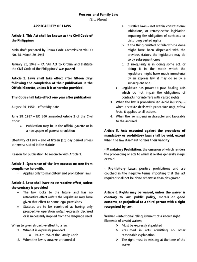 Persons and Family Law Notes | PDF | Burden Of Proof (Law) | Lawsuit