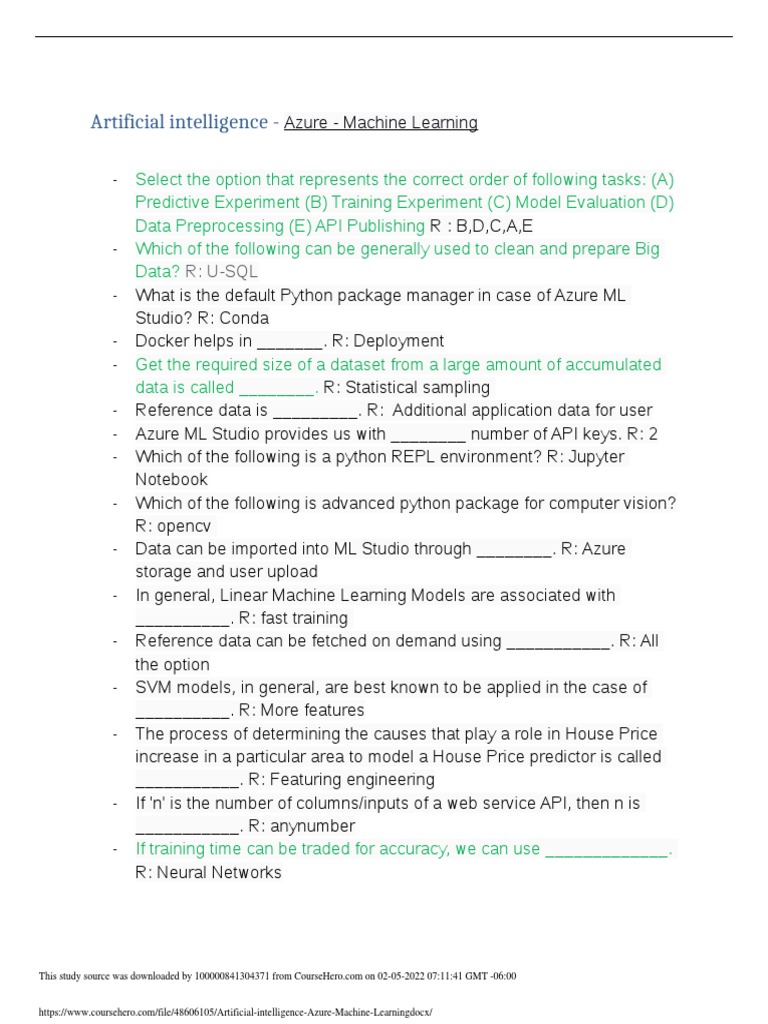 Artificial Intelligence Azure Machine Learning | PDF | Machine Learning | Web Service