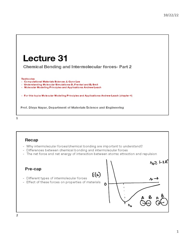L31 Intermolecular Forces Class | PDF | Intermolecular Force | Chemical ...