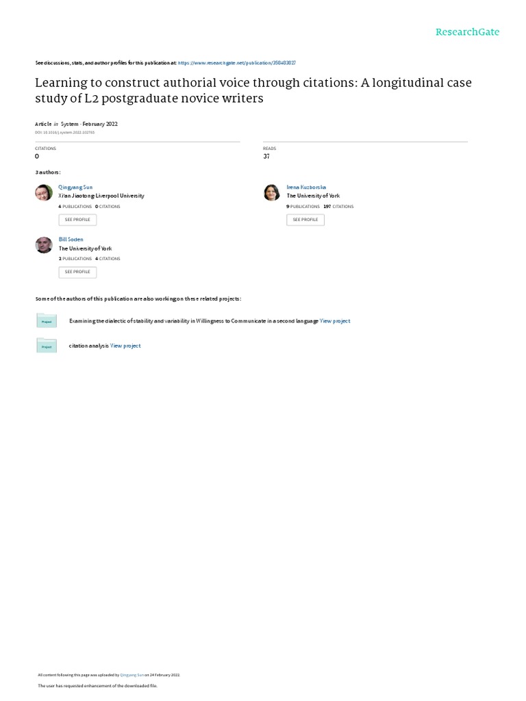 Learning To Construct Authorial Voice Through Citations | PDF | Thesis ...