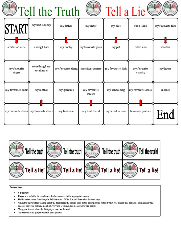 Tell The Truthtell A Lie Board Game Boardgames Conversation Topics ...