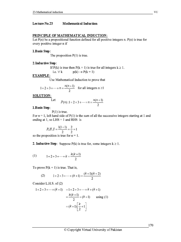 Mathematical Induction | PDF | Mathematics | Analysis