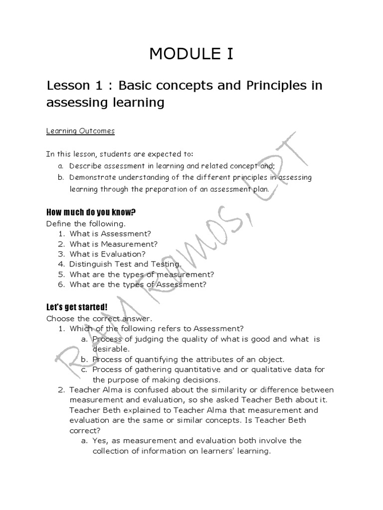 Principles of Learning Assessment | PDF | Educational Assessment | Learning