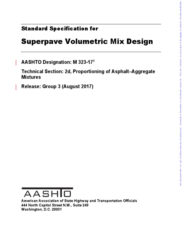 Superpave Volumetric Mix Design: Standard Specification For | PDF ...
