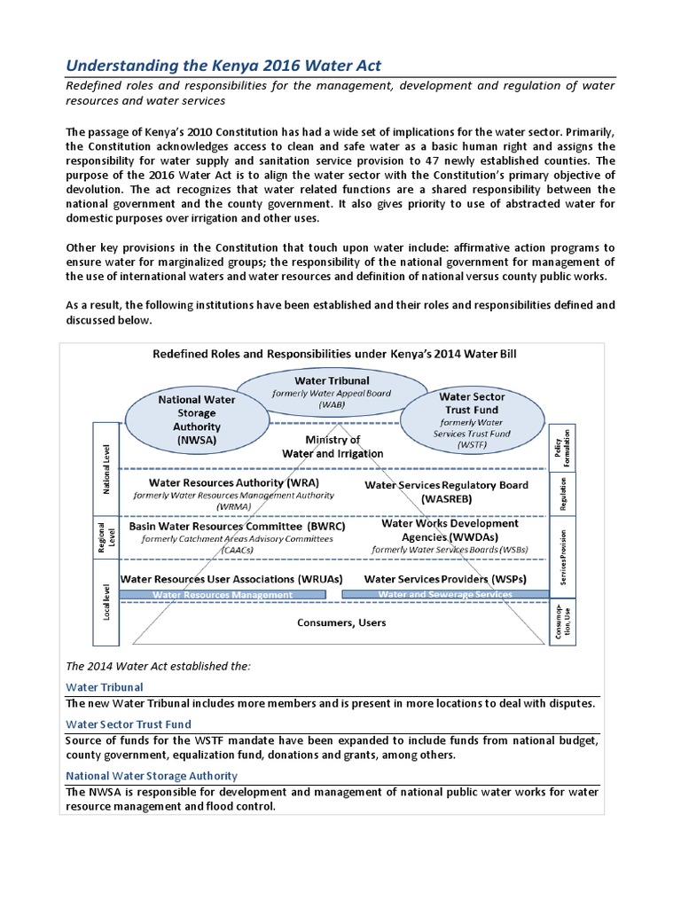 Kenya Water Act 2016 Overview | PDF | Public–Private Partnership ...