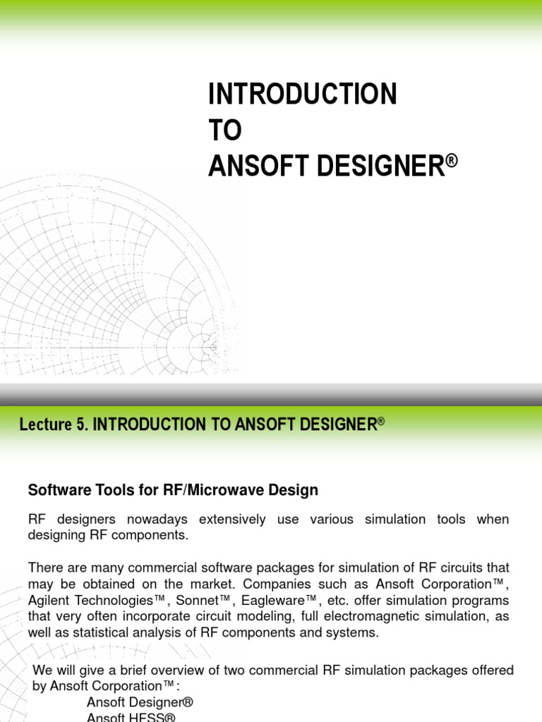 BGP5 Introduction To Ansoft Designer | PDF | Electrical Network ...