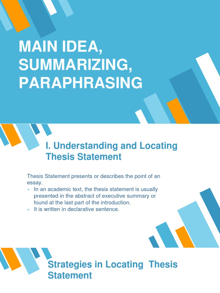 03 Main Idea, Paraphrasing, Summarizing, Citing Sources | PDF ...