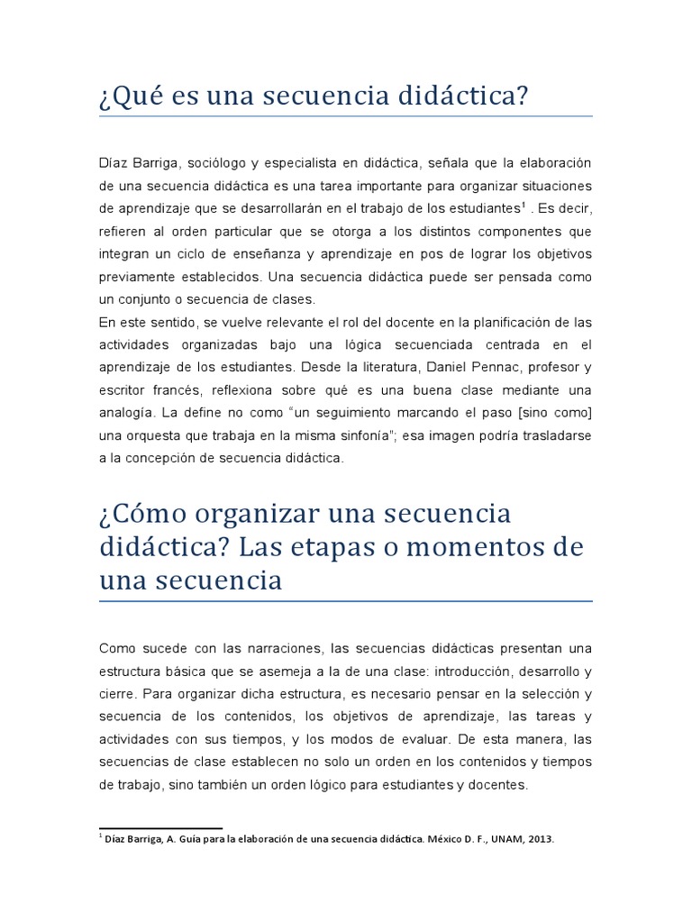 Qué Es Una Secuencia Didáctica | PDF | Método de enseñanza | Evaluación