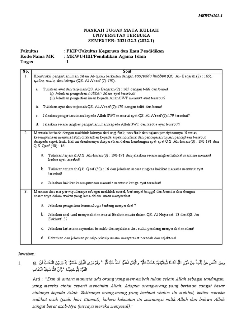 Tugas MKWU4101: Iman dan Masyarakat | PDF | Agama & Spiritualitas