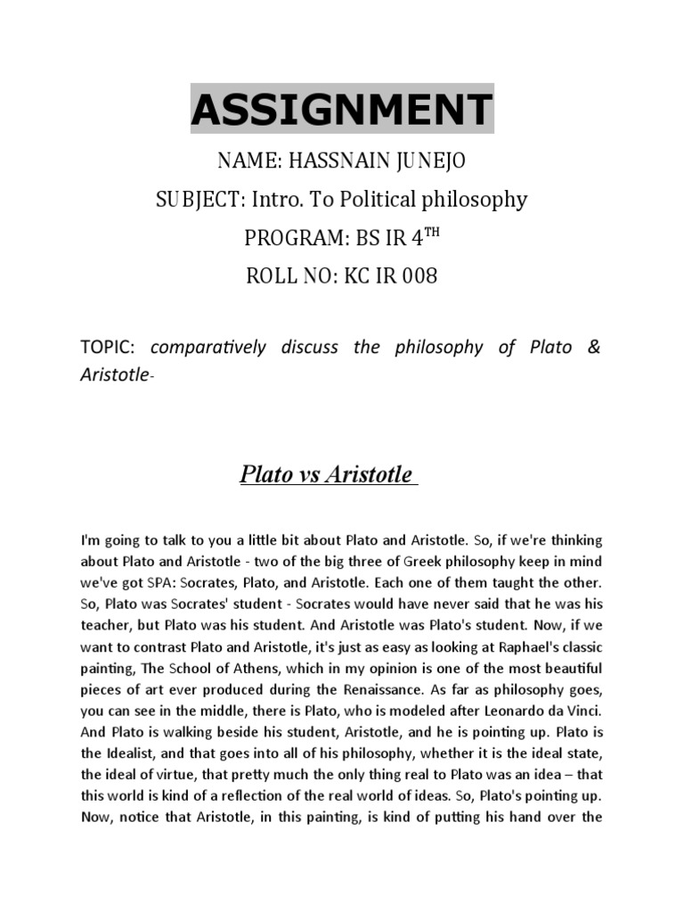 Plato vs Aristotle: A Comparison of Their Political Philosophies | PDF ...
