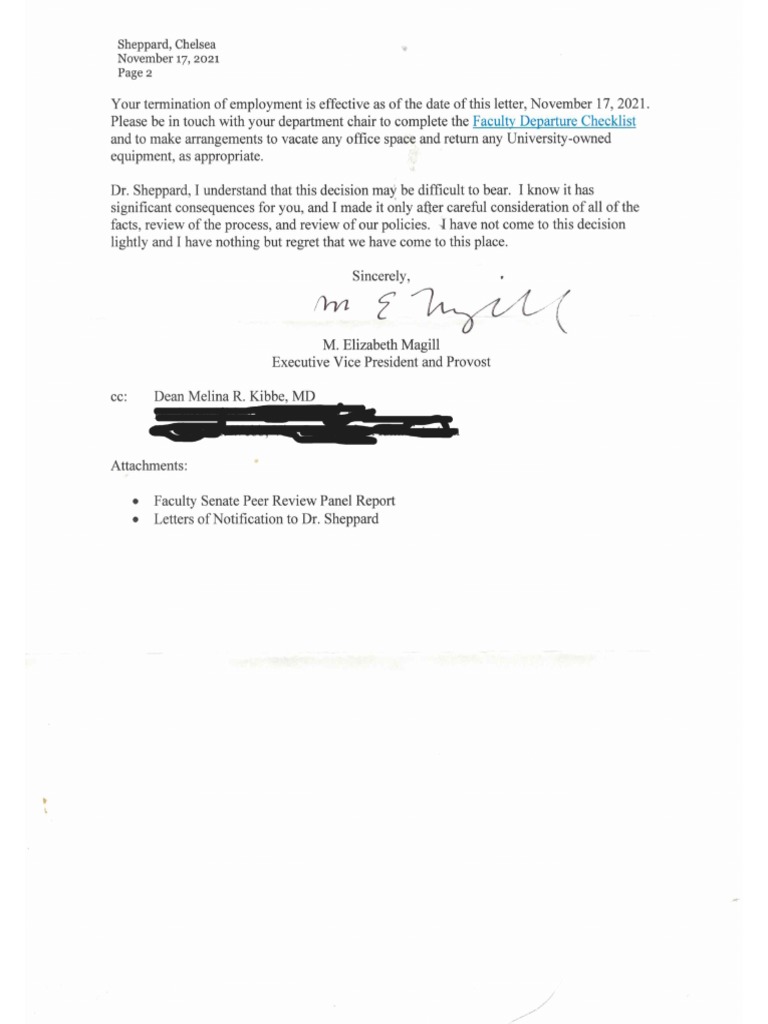 UVA Termination Letter, P. 2 | PDF