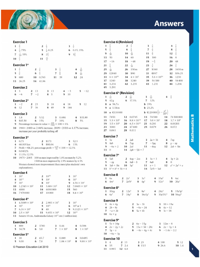 IGCSE Maths B Answers - Page 1 | PDF