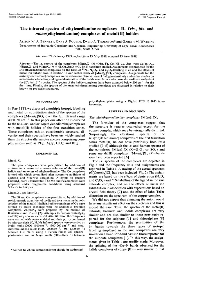 The IR of Ethylenediamine Complexes | PDF