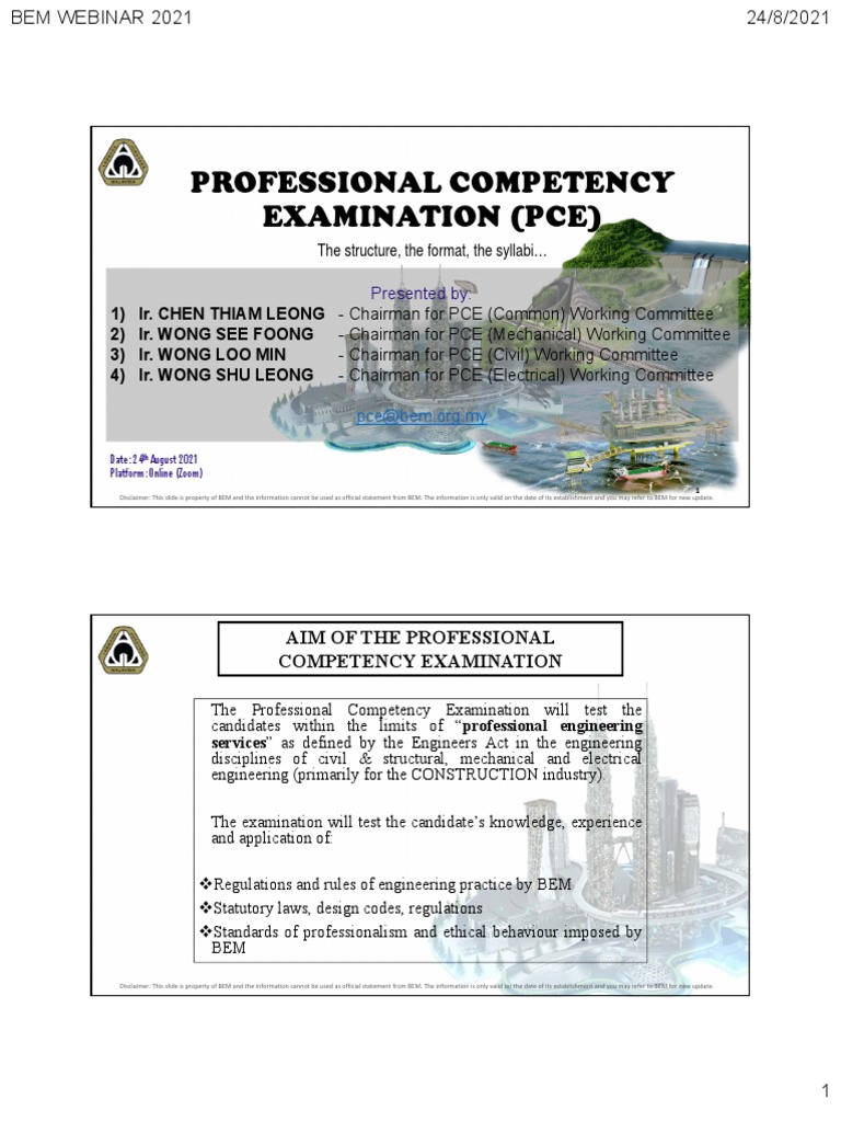 Bem Webinar 2021 Series - 10. Professional Competency Examination (Pce) | PDF | Geotechnical ...