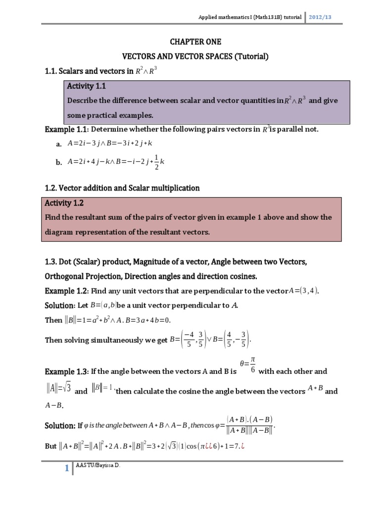 Chapter 1 (Tutorial Exercises) | PDF | Line (Geometry) | Plane (Geometry) Chapter 1 (Tutorial Exercises) | PDF | Line (Geometry) | Plane (Geometry)