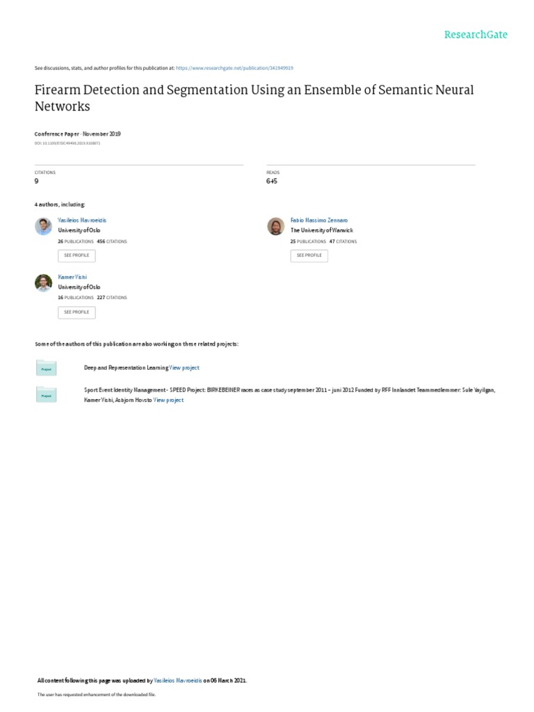 Firearm Detection and Segmentation Using An Ensembel of Semantic Neural Networks | PDF | Machine ...
