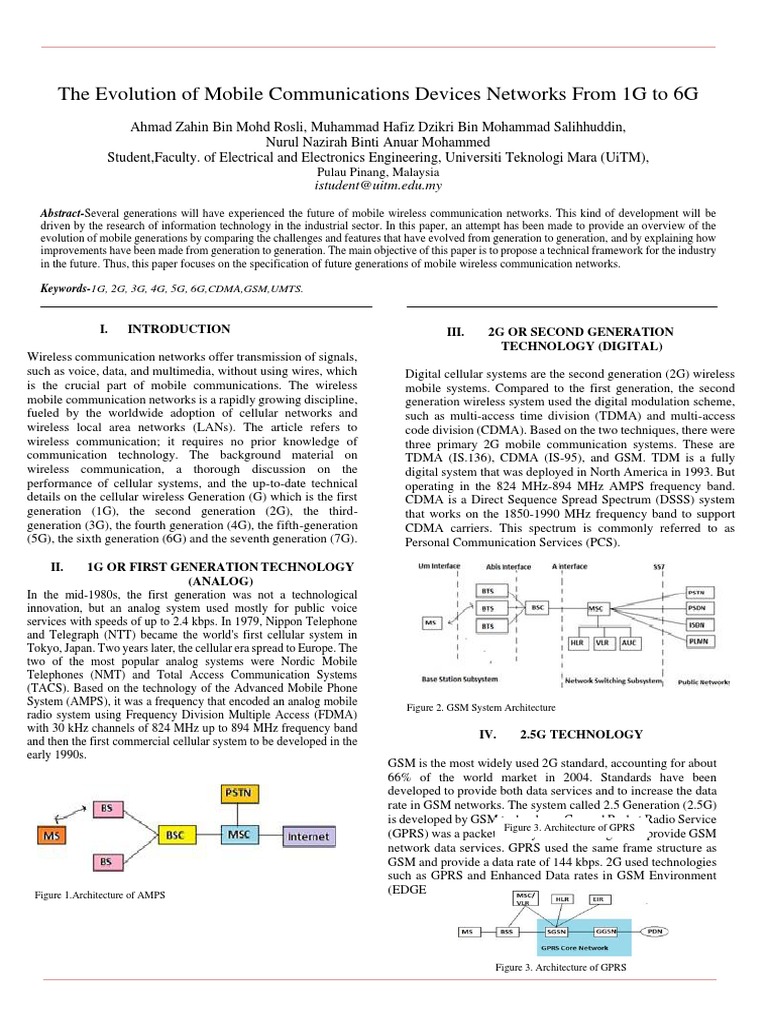 The Evolution of Mobile Communications Devices Networks From 1G To 6G ...