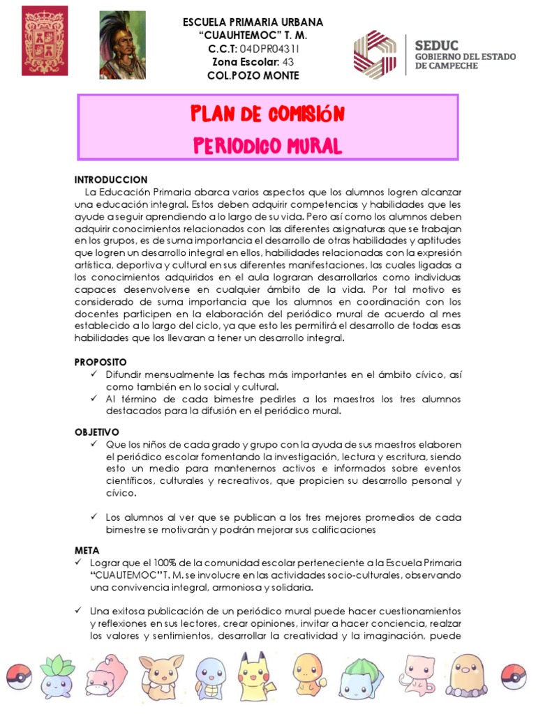 Plan de Comisión Periodico Mural | PDF | Educación primaria