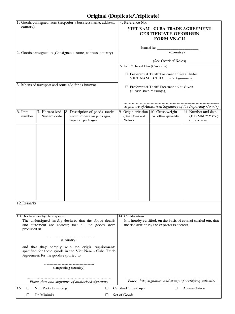 Form VN-CU | PDF | Trade | Business