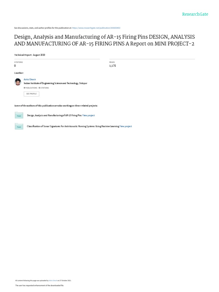 Design, Ananlysis and Manufaturing of Ar-15 Firing Pins Design ...