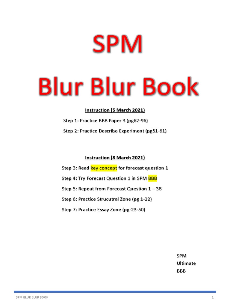 Guidance for Practicing SPM Trial Questions from the Blur Blur Book ...