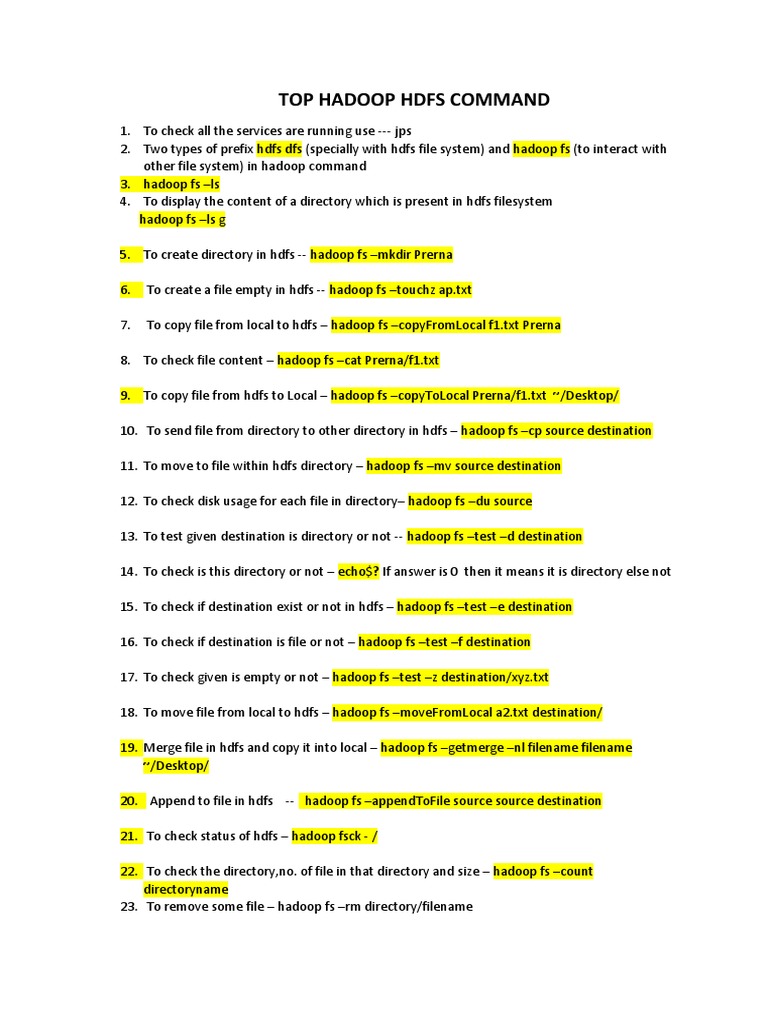 Hadoop Commands | PDF | Computer File | File System
