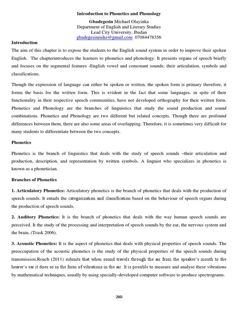 Introduction To Phonetics and Phonology | PDF | Syllable | Phonetics