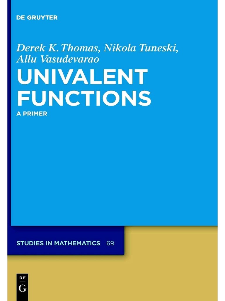 Thomas, Tuneski, Vasudevarao - Univalent Functions - A Primer-De ...