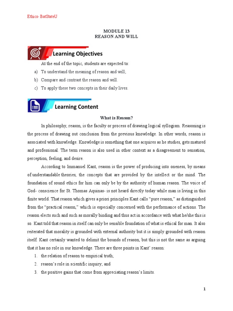 Module13 - Reason and Will | PDF