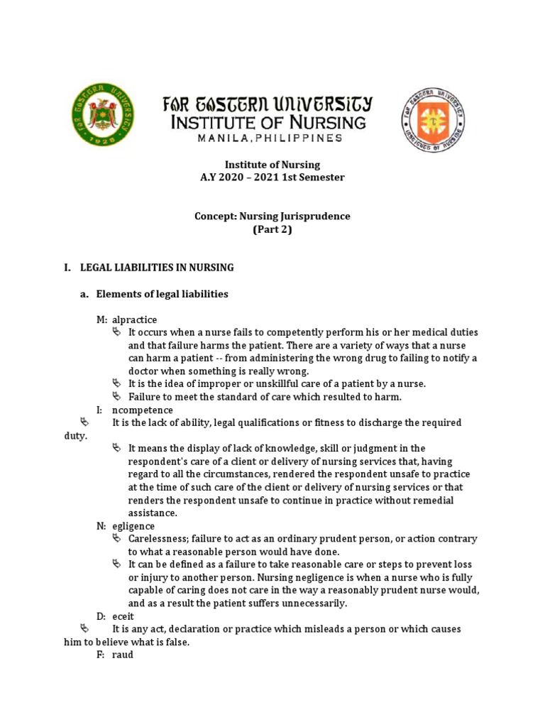 Nursing Jurisprudence (PART 2) | PDF | Defamation | Negligence