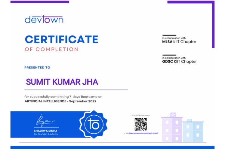 Ai Certificate by Devtown | PDF | Computers