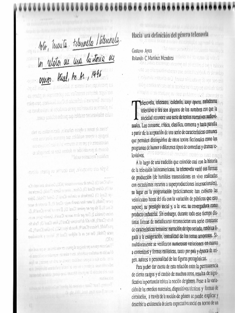APREA y MARTINEZ - Hacia Una Definición Del Género Telenovela | PDF