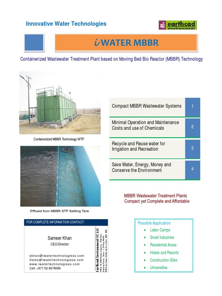 IWATER Product Brochure MBBR | PDF | Sewage Treatment | Environmental Engineering