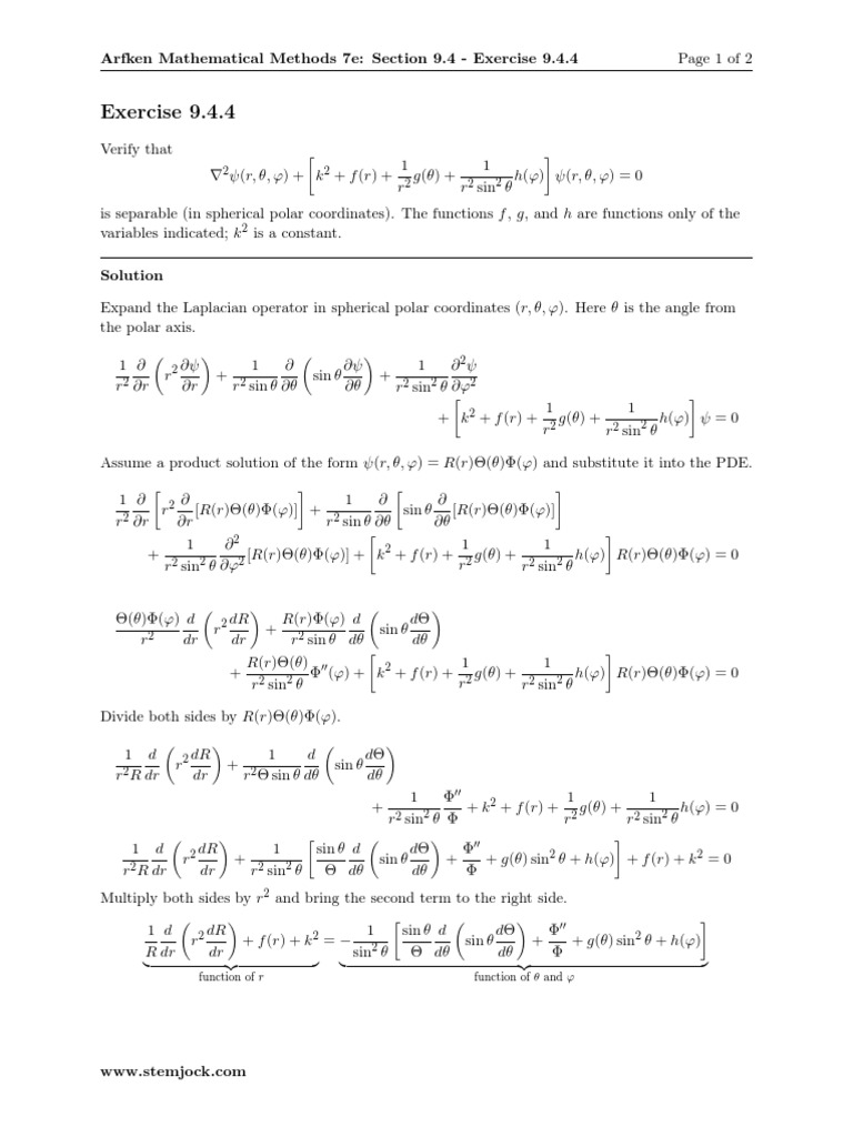 Arfken MMCH 9 S 4 e 4 | PDF | Coordinate System | Differential Calculus