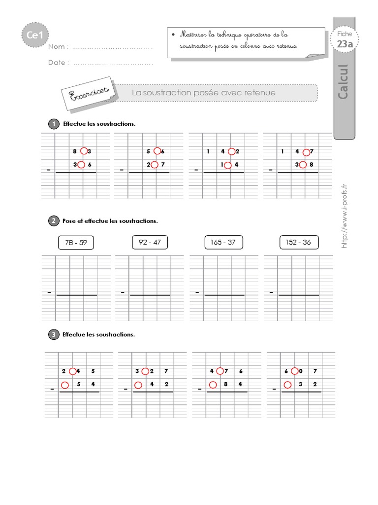 Soustraction Avec Retenue | PDF