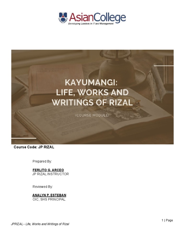 Jose Rizal - Life, Works and Writings Midterm | PDF