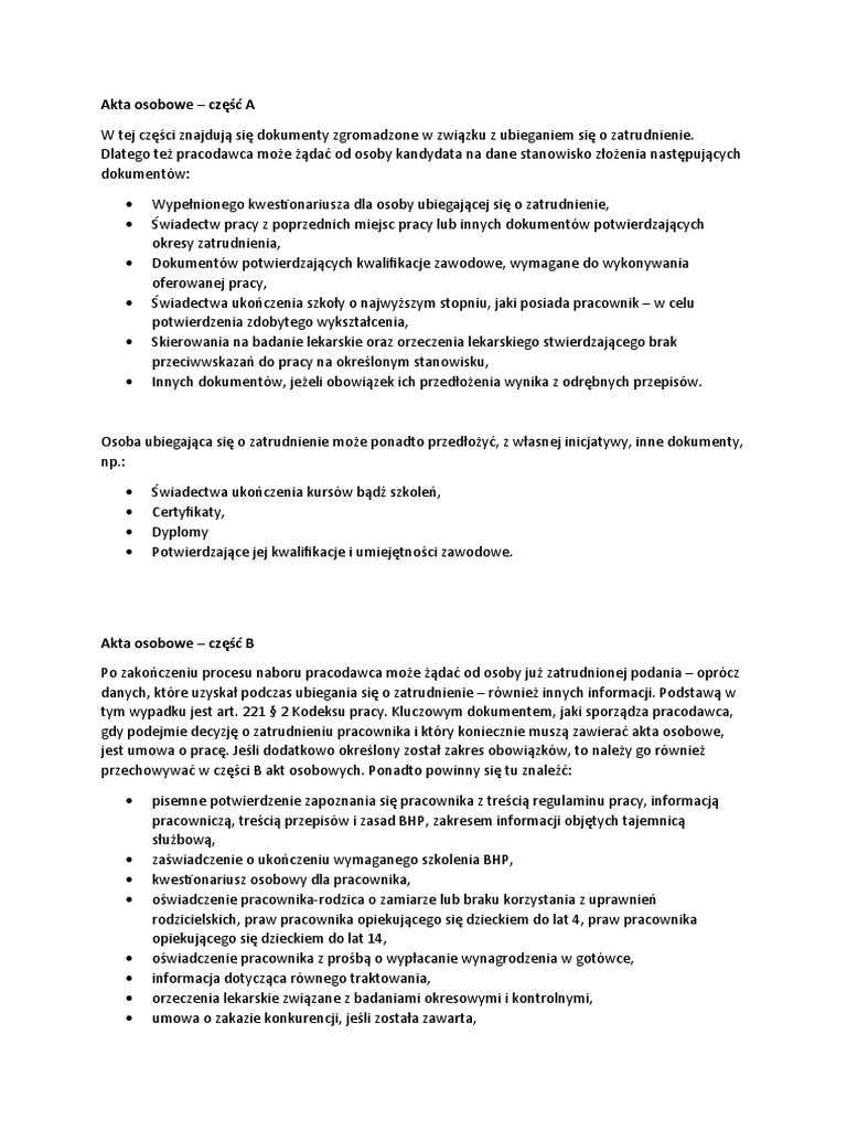 Akta Osobowe | PDF